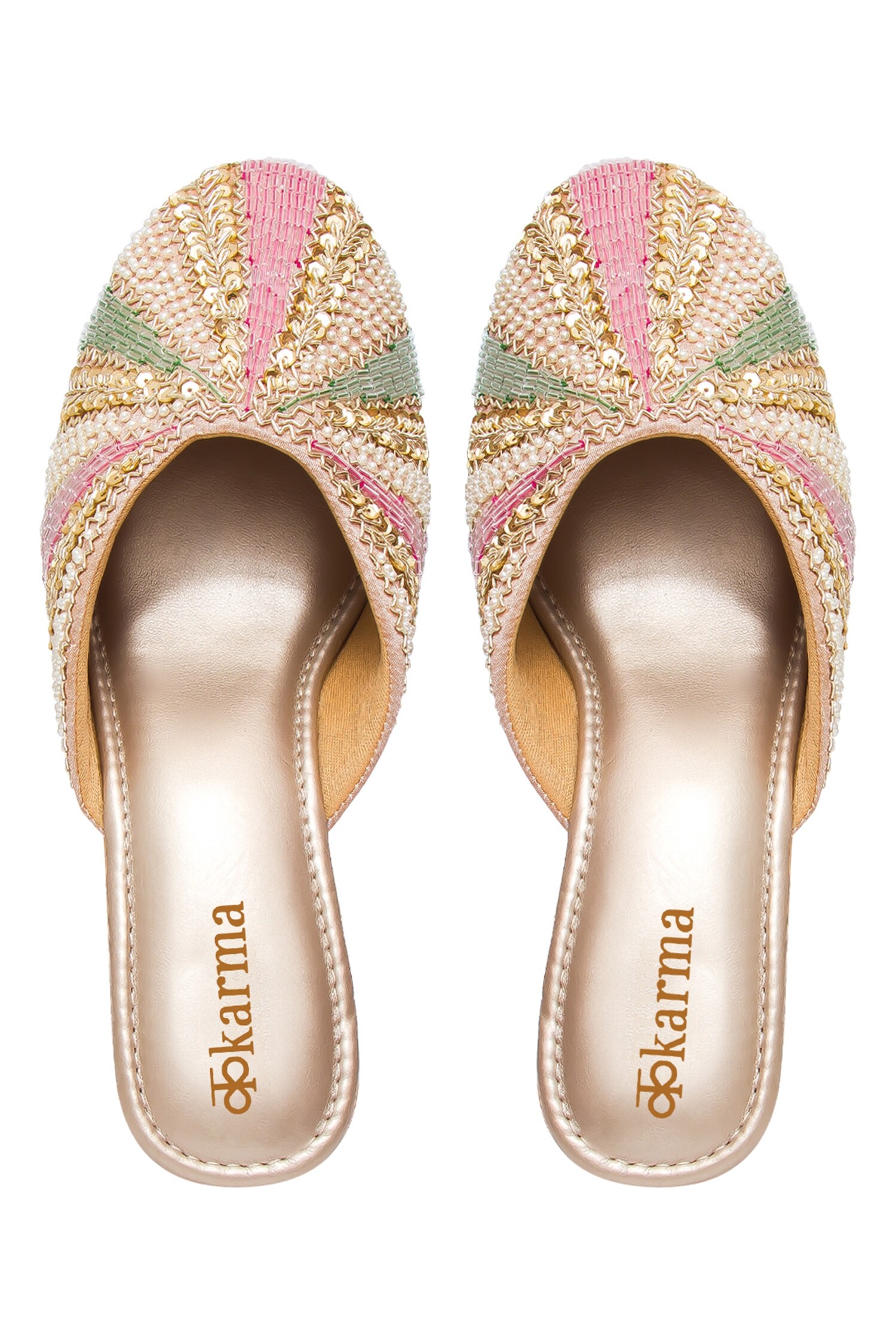 Buy Kkarma Multi Color Silk Kiran Embroidered Block Heel Mules Online ...