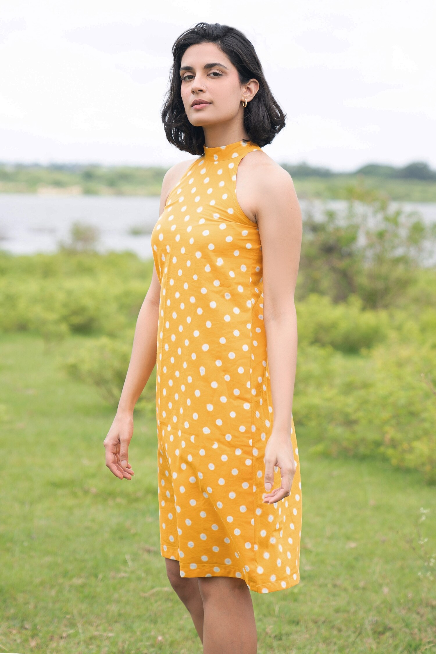 Buy Vanaras Yellow Gots Certified Organic Cotton Amanda Halter Neck ...