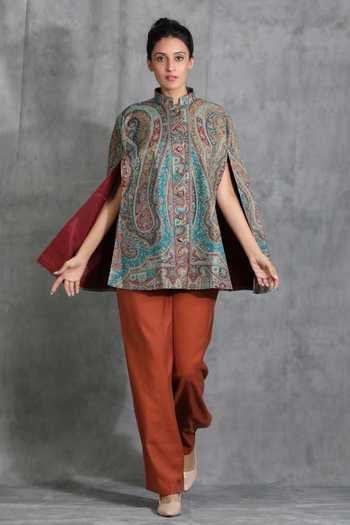 Buy Dusala Shawls Beige Pashmina Paisley Pattern Jacket Online | Aza ...