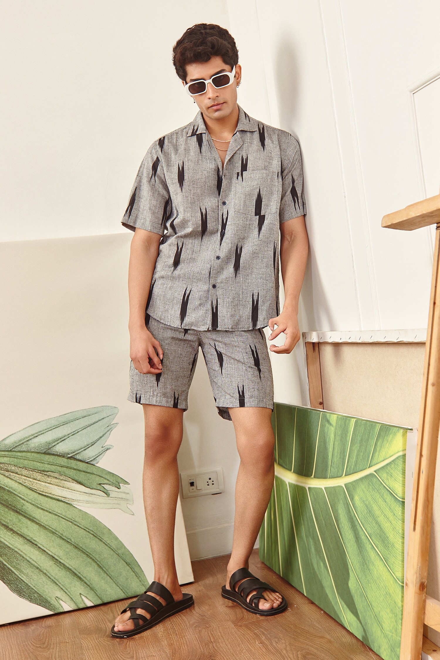 Buy Sorbae Grey Printed Shirt And Shorts Set Online | Aza Fashions