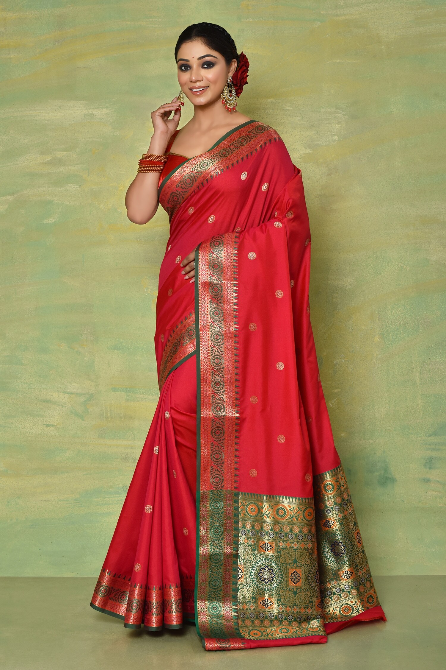 Buy Naintara Bajaj Pink Floral Butti Pattern Saree Online | Aza Fashions