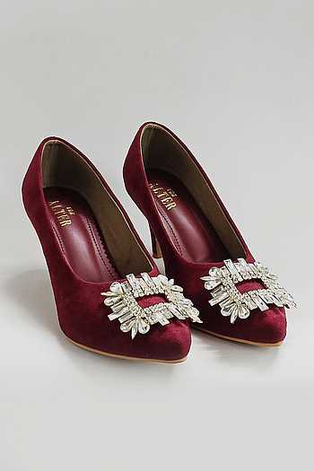 Buy THE ALTER Maroon Faux Leather / Non Leather Sophie Rhinestone ...
