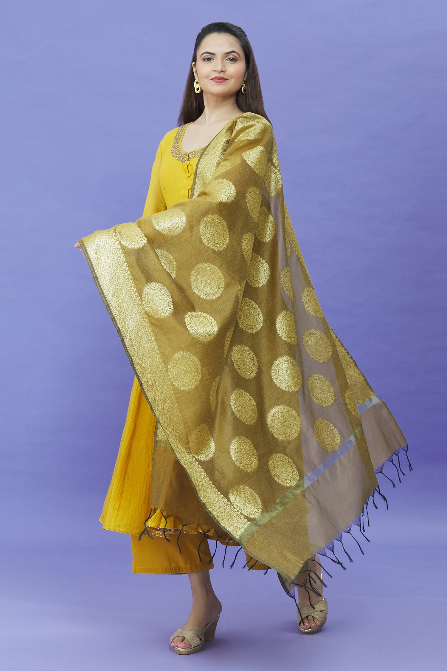 Buy Khwaab by Sanjana Lakhani Multi Color Cotton Silk Woven Mandala ...