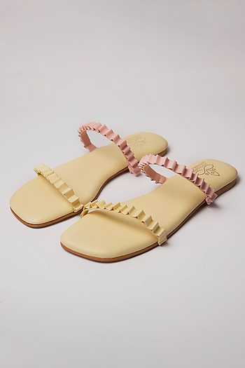 Buy Schon Zapato Yellow Vegan Leather Sugar Candy Flats Online | Aza ...