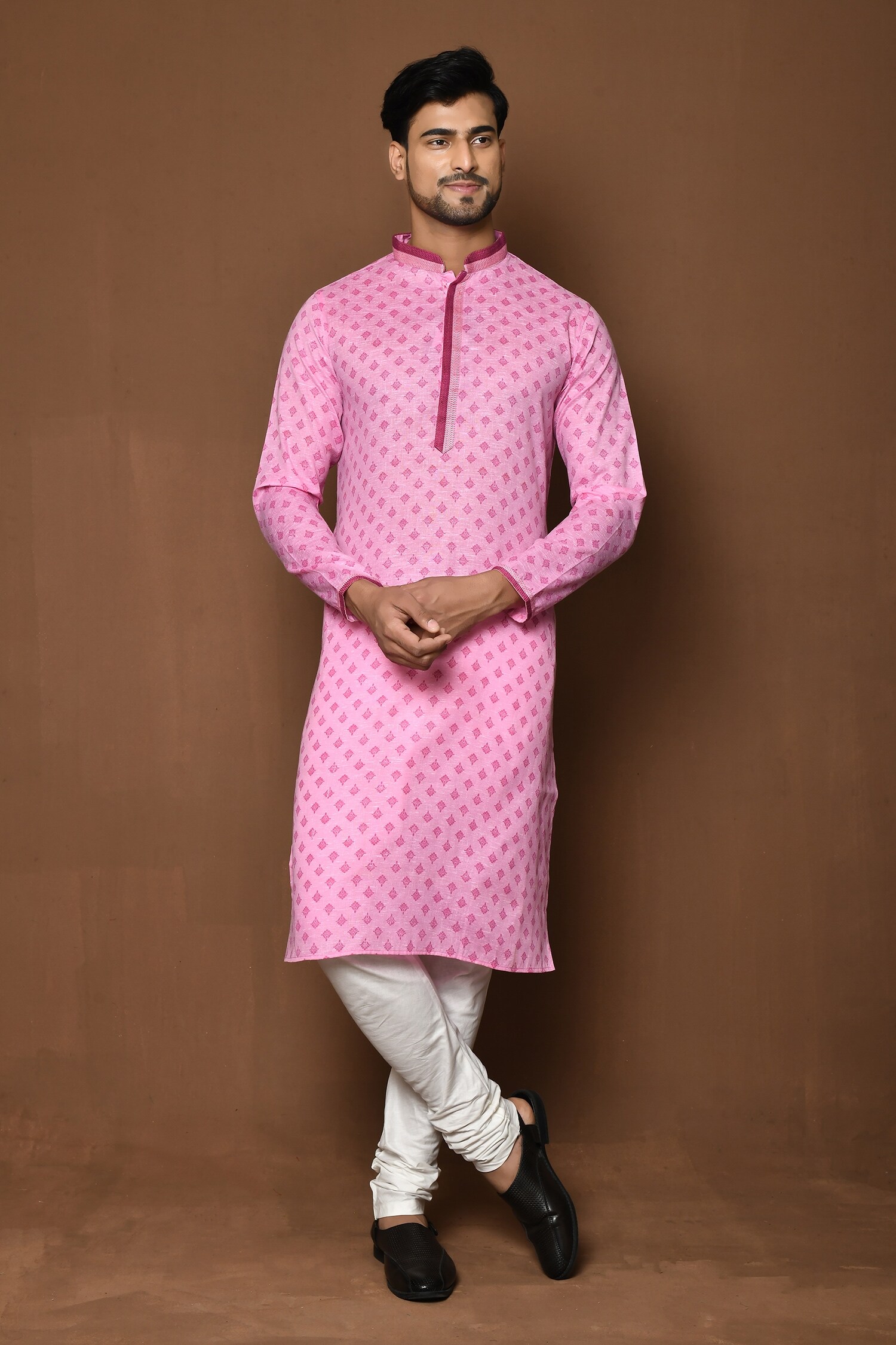 Buy Naintara Bajaj Pink Floral Scatter Print Kurta With Churidar Online ...
