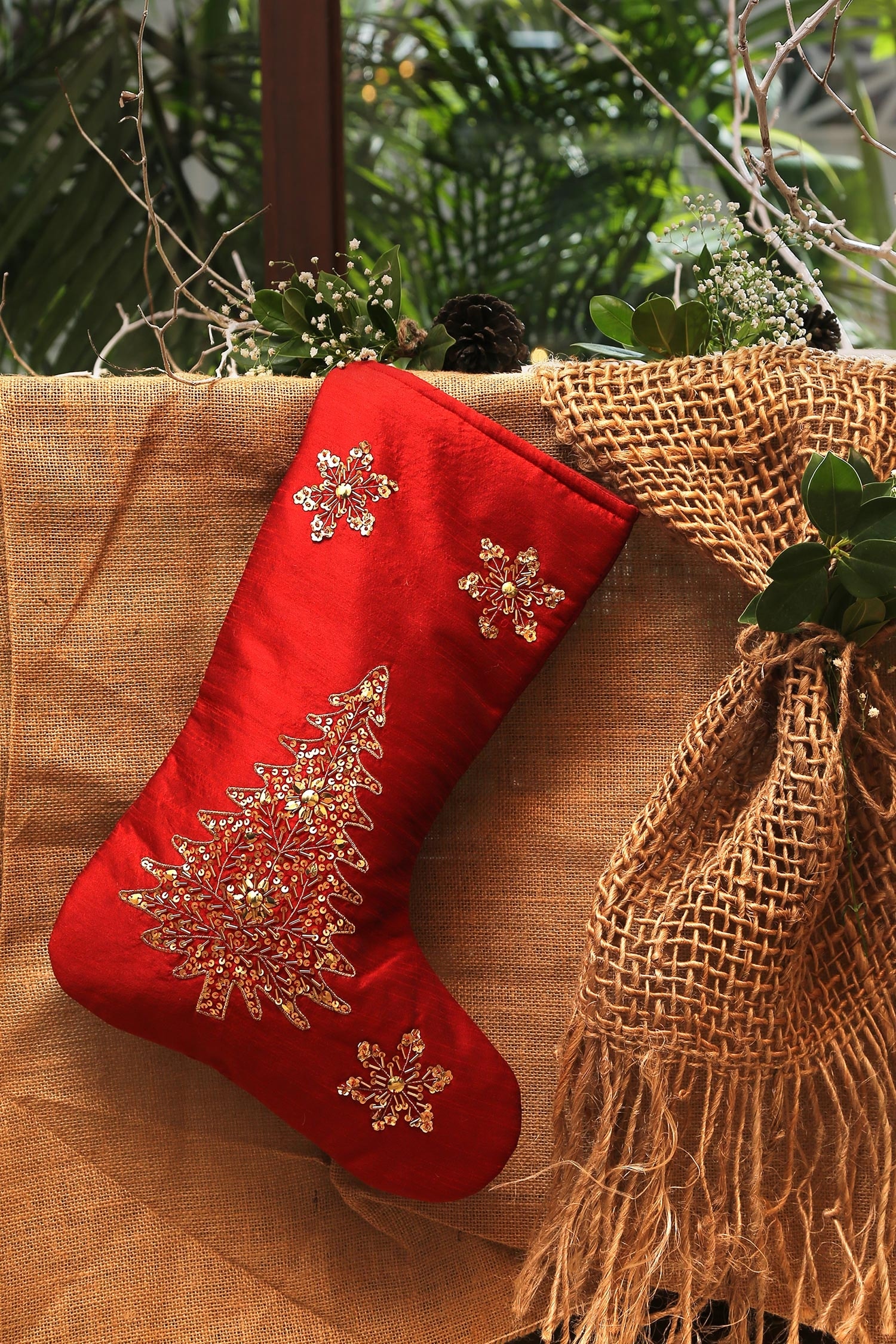 Buy Amoli Concepts Embellished Christmas Stocking Online | Aza Fashions