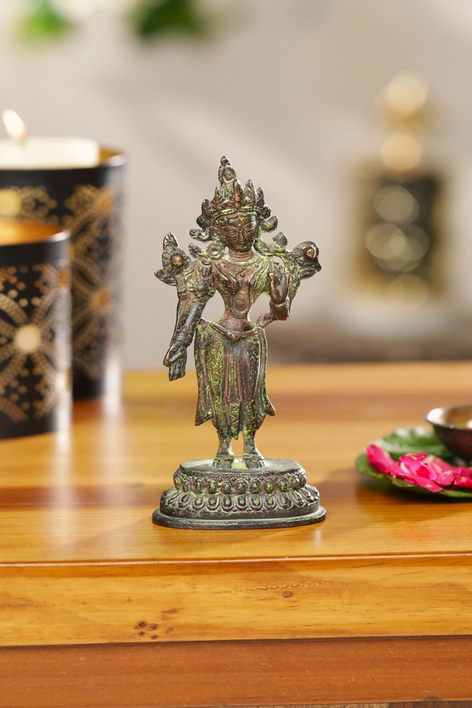 Buy Amoli Concepts Antique Finish Brass Tara Devi Online | Aza Fashions
