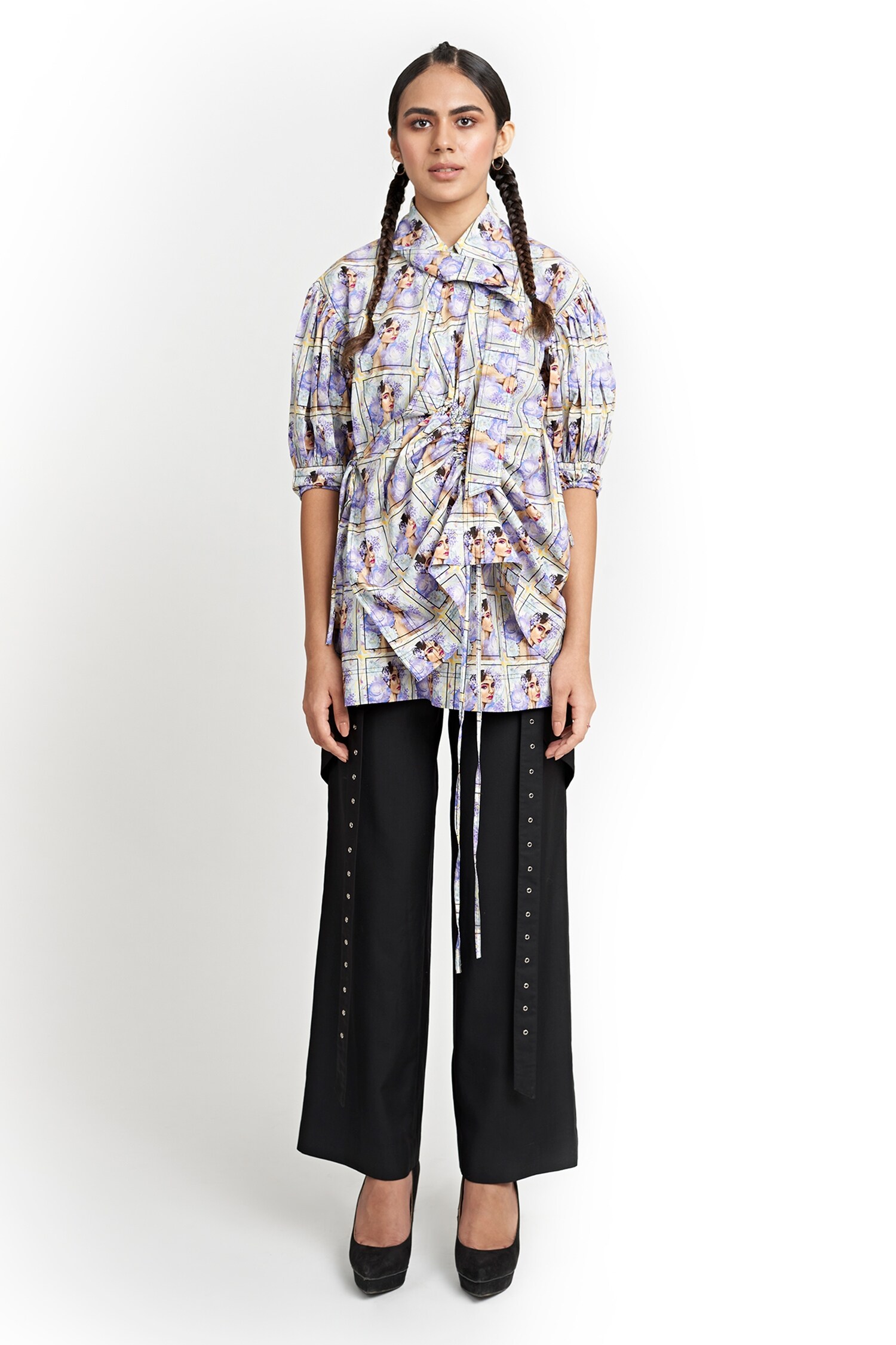 Buy Two Point Two Purple Cotton Poplin Emiko Printed And Multi-layered ...