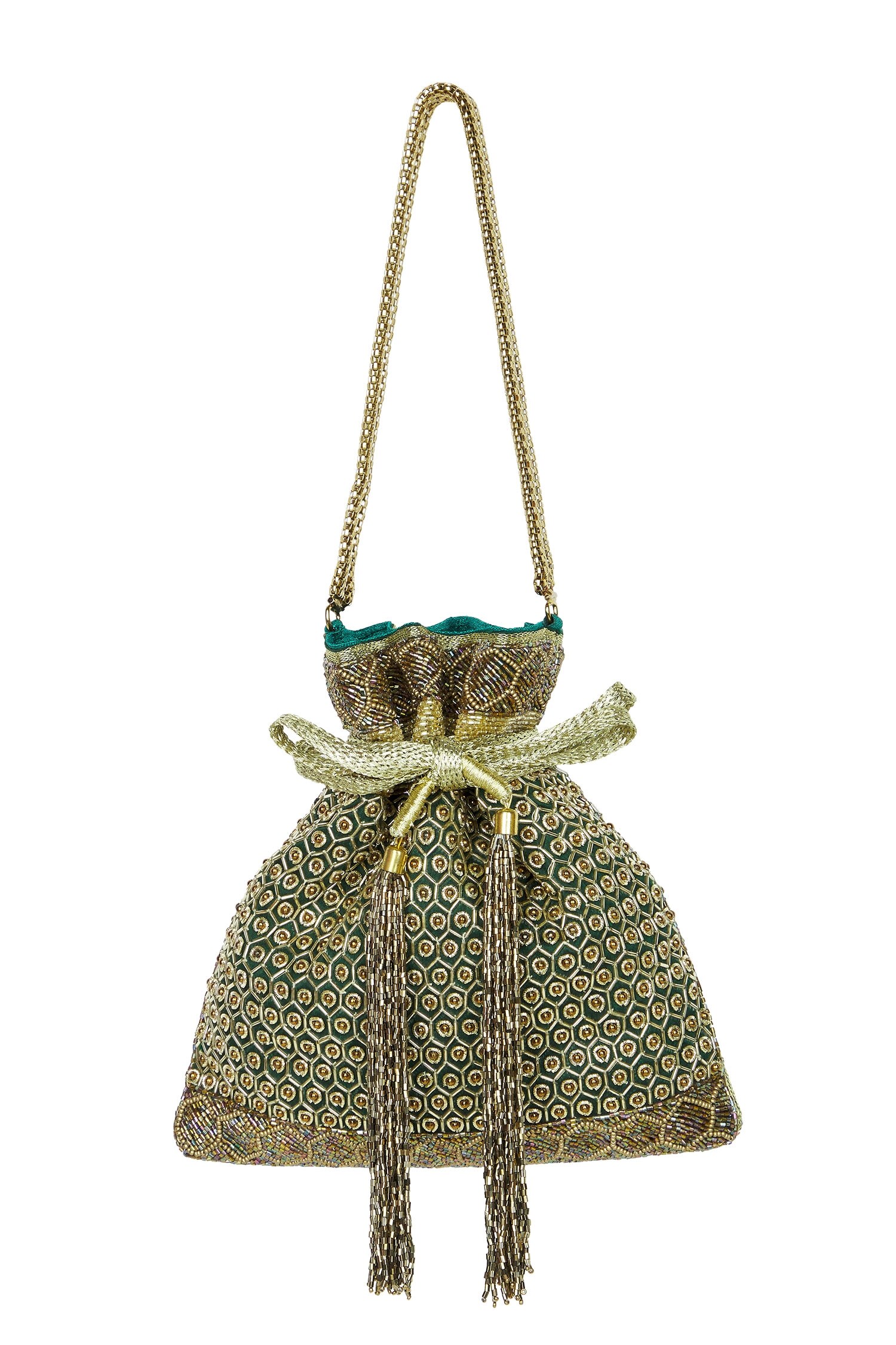 Buy Aloha by PS Honeycomb Cut Dana Embellished Potli Bag Online | Aza ...