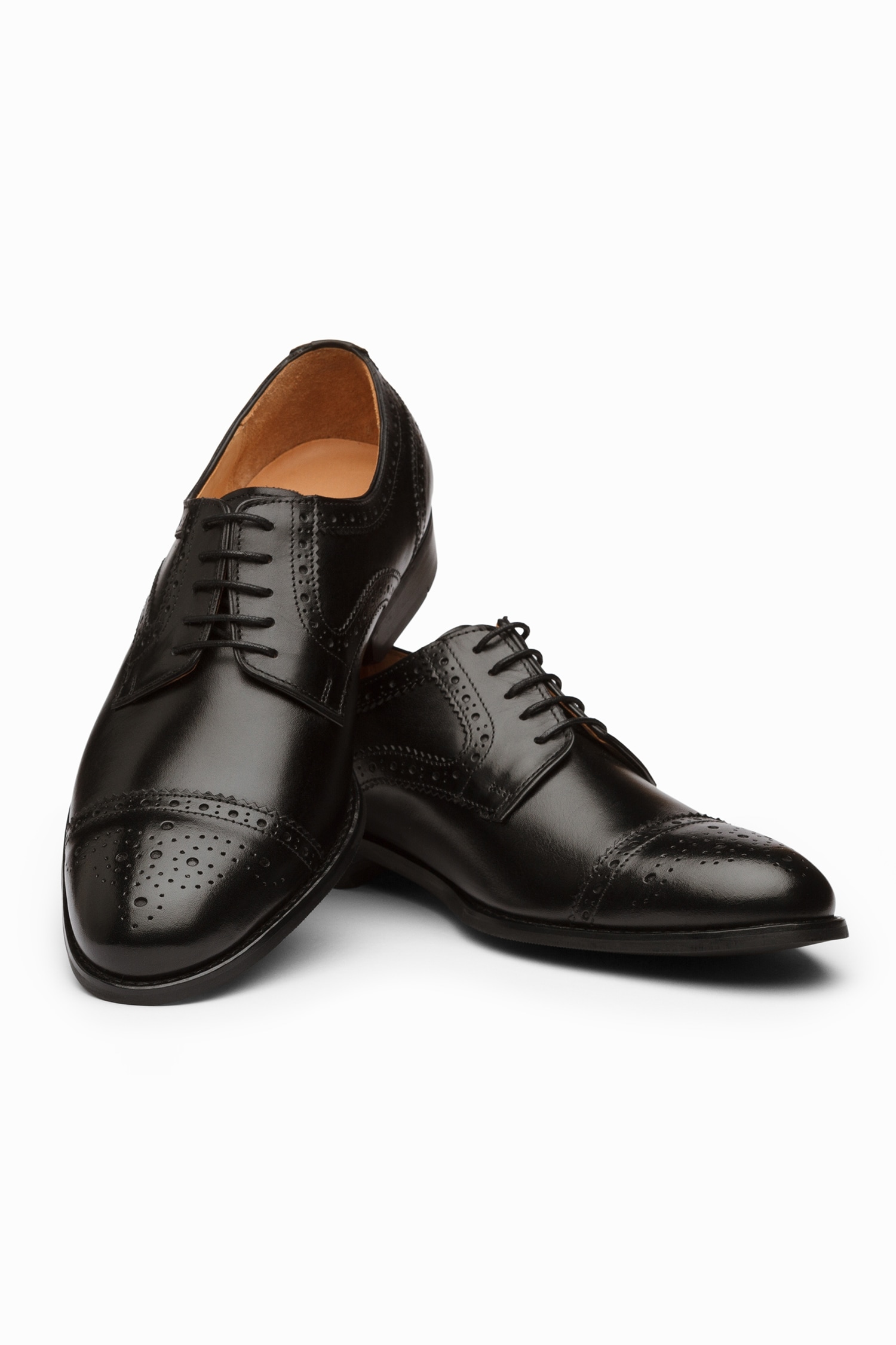 Buy dapper Shoes Black Leather Handcrafted Brogue Derby Shoes Online ...