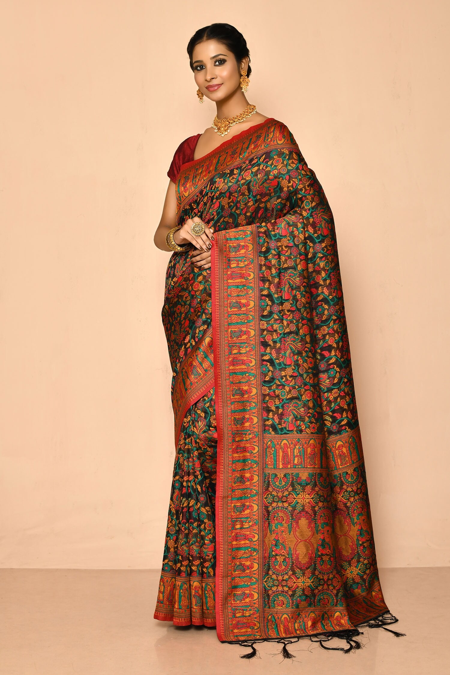 Buy Naintara Bajaj Black Cotton Embroidered Saree Online | Aza Fashions Buy Naintara Bajaj Black Cotton Embroidered Saree Online | Aza Fashions
