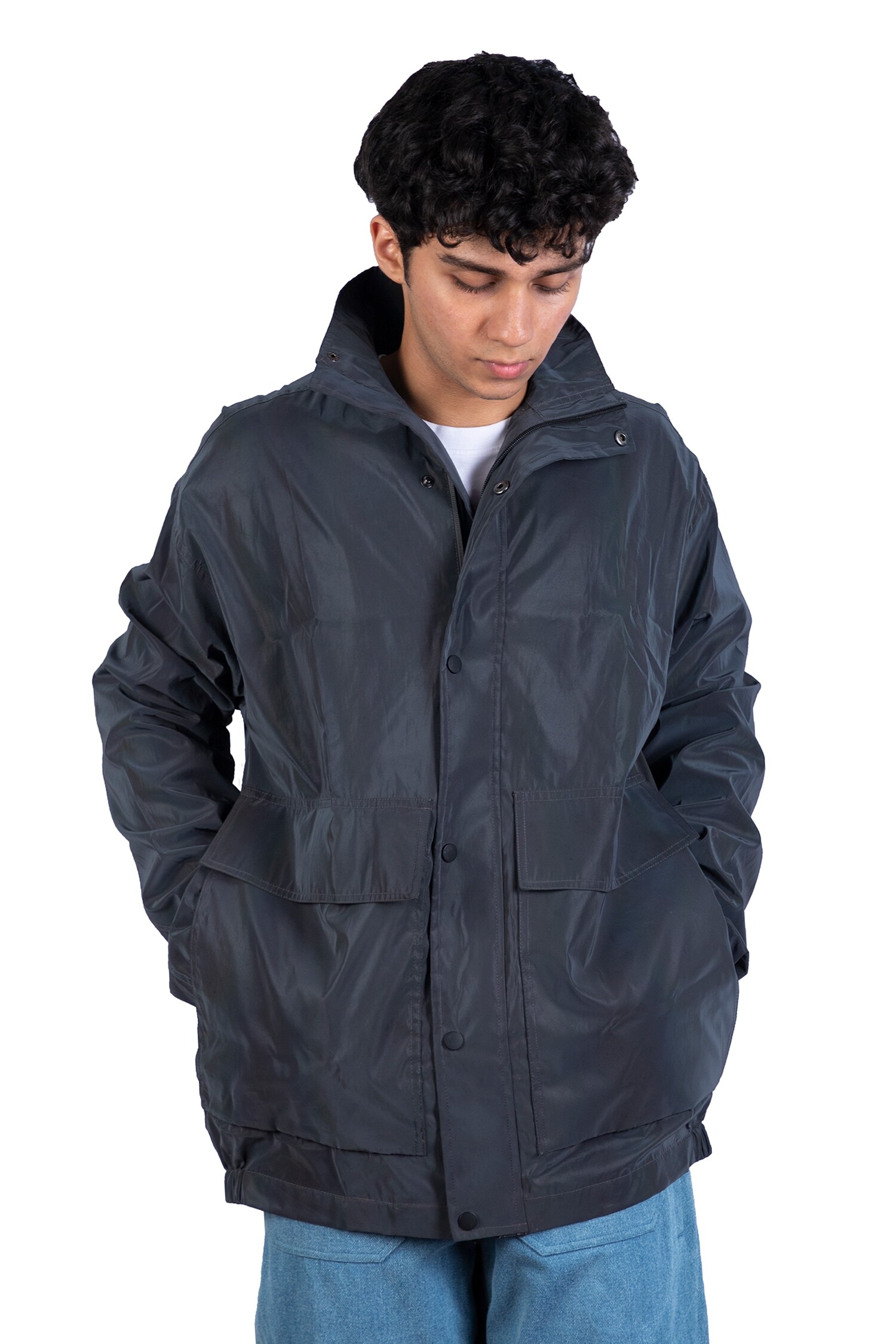 Buy Theorem Grey Polyester Modular Reflective Utility Jacket Online ...