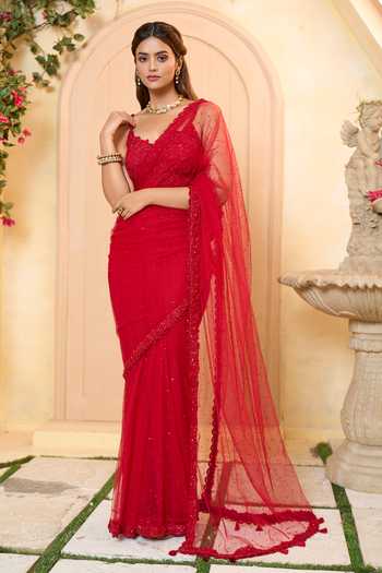 Buy Ariyana Couture Embroidered Saree With Blouse Online | Aza Fashions