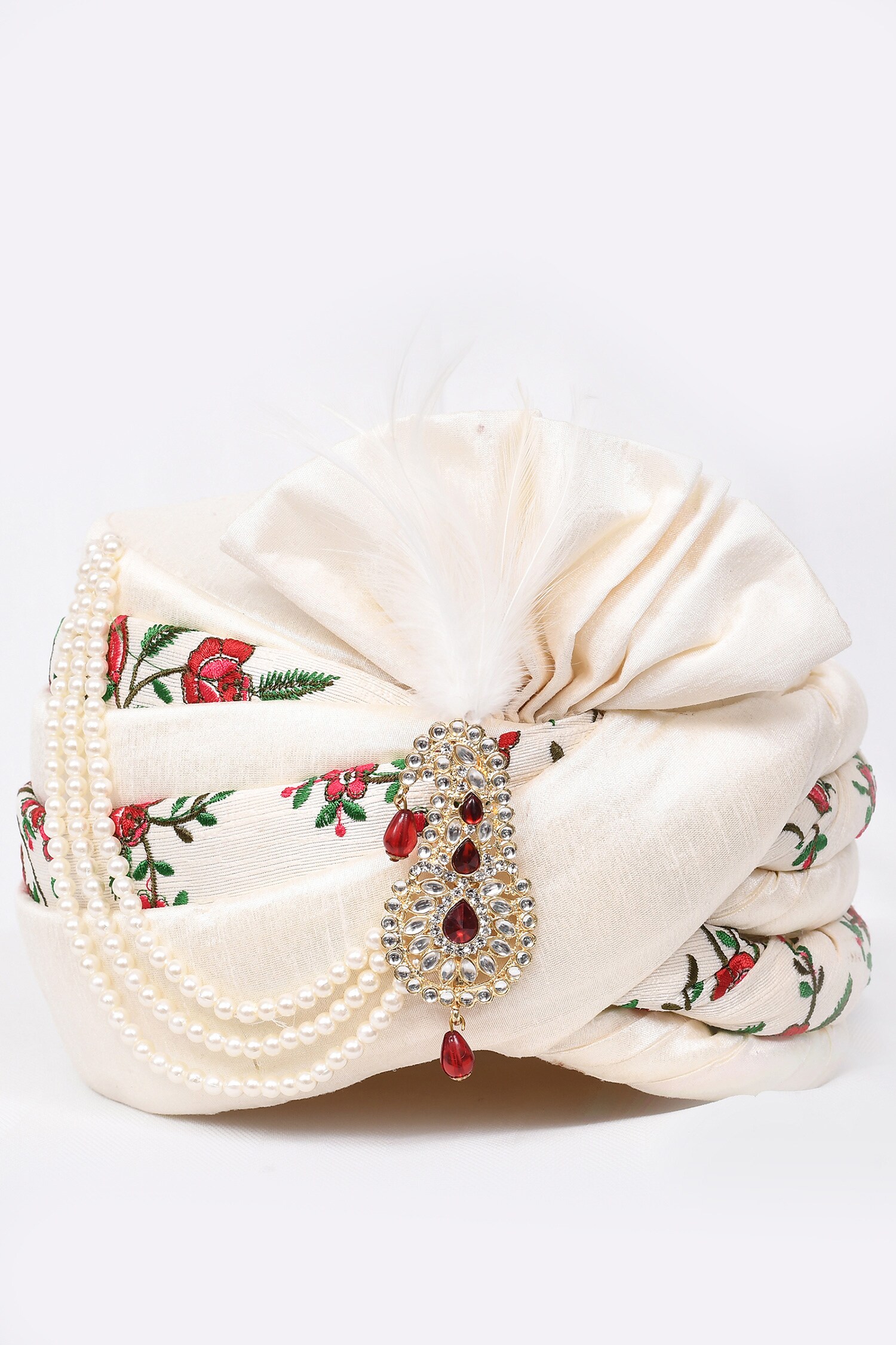 Buy Arihant Rai Sinha White Floral Embroidered Safa Online | Aza Fashions