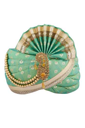 Buy Samyukta Singhania Green Poly Silk Printed Safa Online | Aza Fashions