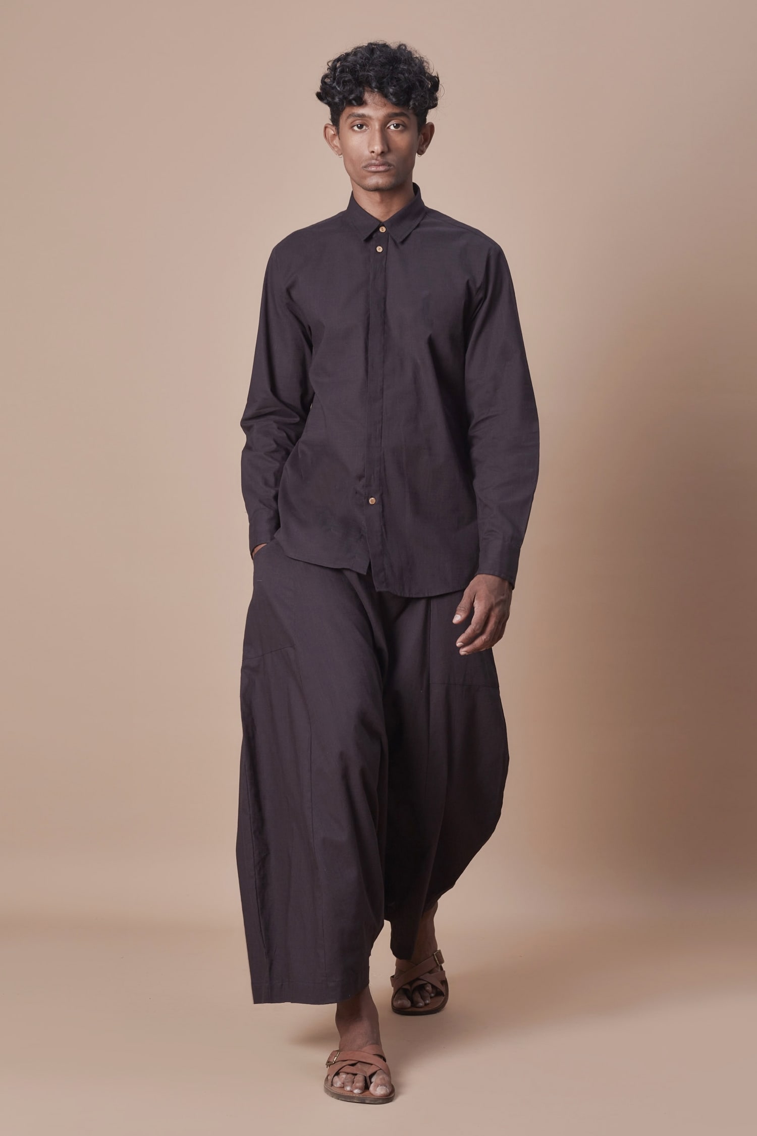 Buy Mati Black Cotton Handwoven Shirt And Harem Pant Set Online Aza Fashions