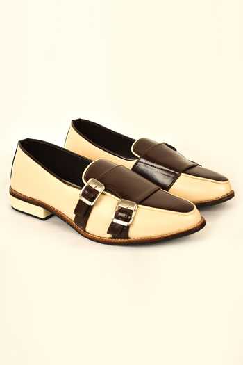 Buy Khwaab by Sanjana Lakhani Brown Colorblock Loafers Online | Aza ...