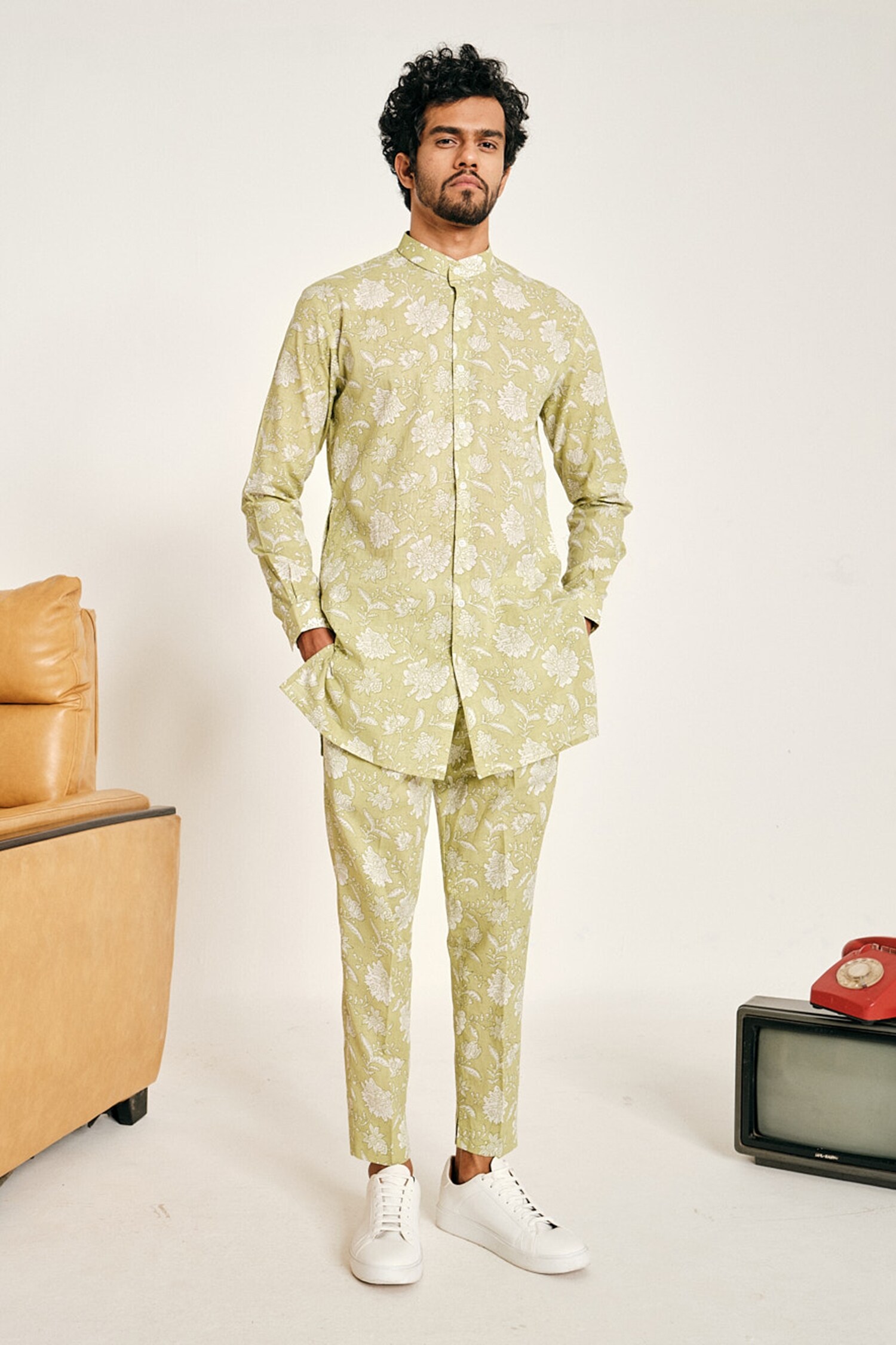 Buy Project Bandi Green Cotton Gulshan Printed Kurta Set Online | Aza ...