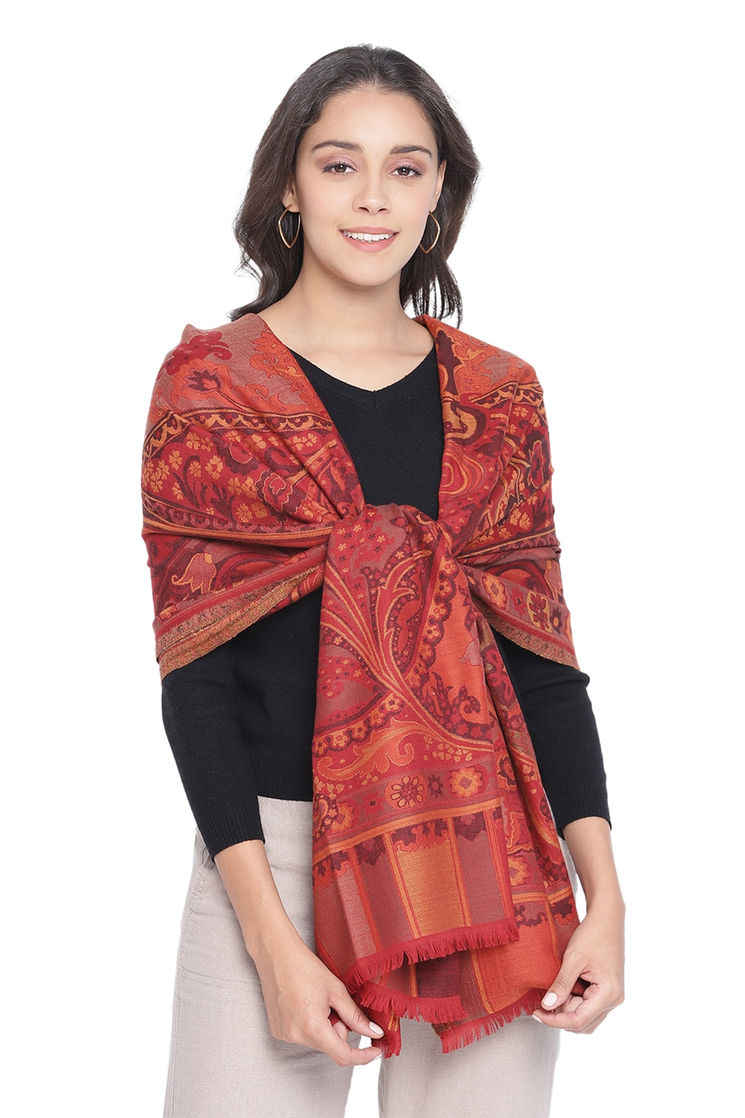 Buy Shingora Kani Floral Woven Shawl Online | Aza Fashions