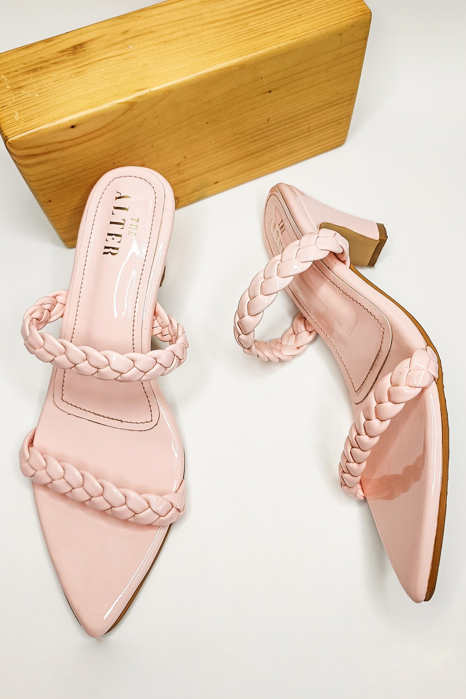 Buy The Alter Pink Vegan Faux Leather (glossy Nappa) Kylie Braided ...
