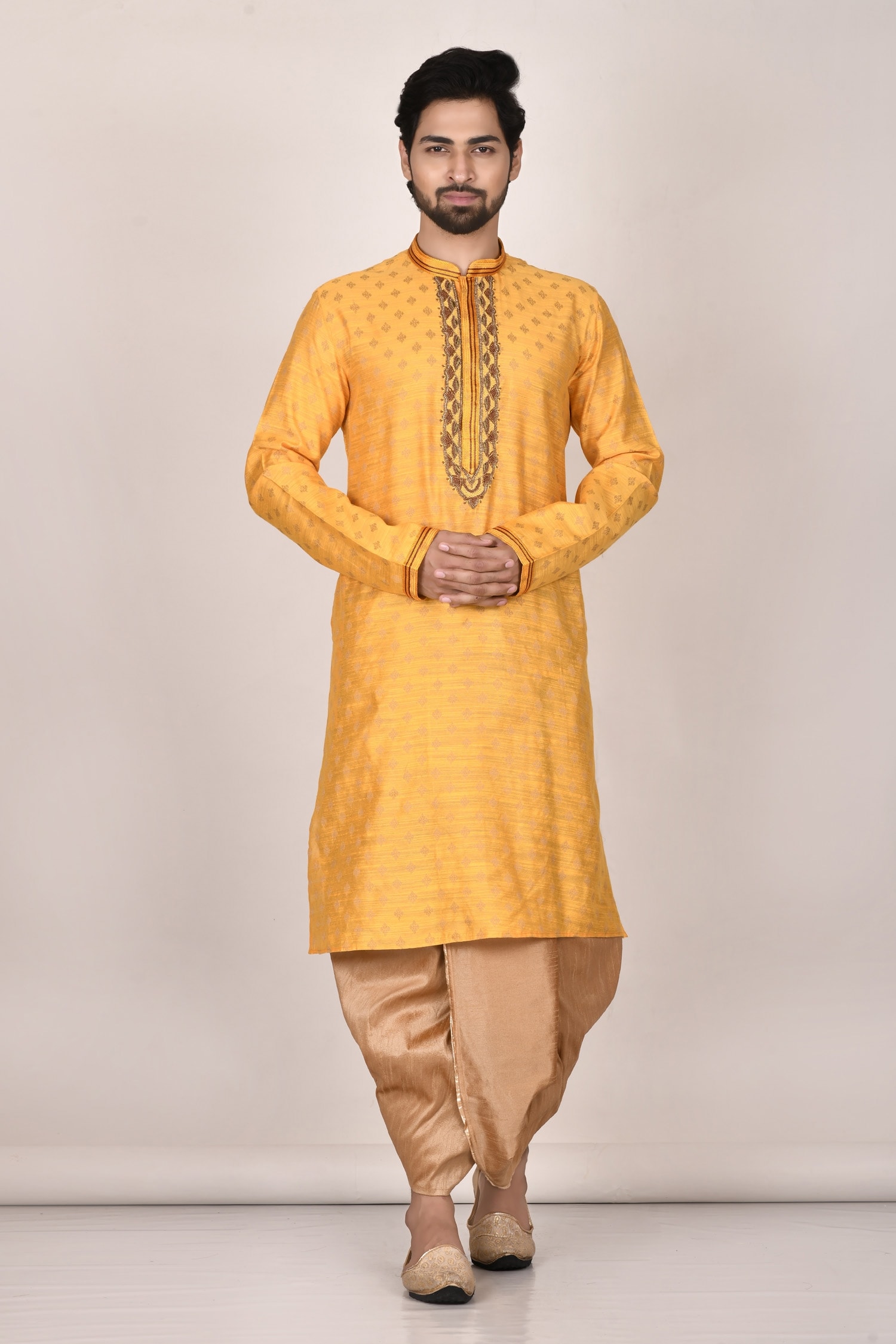 Buy Samyukta Singhania Yellow Poly Cotton Floral Motif Full Sleeve ...