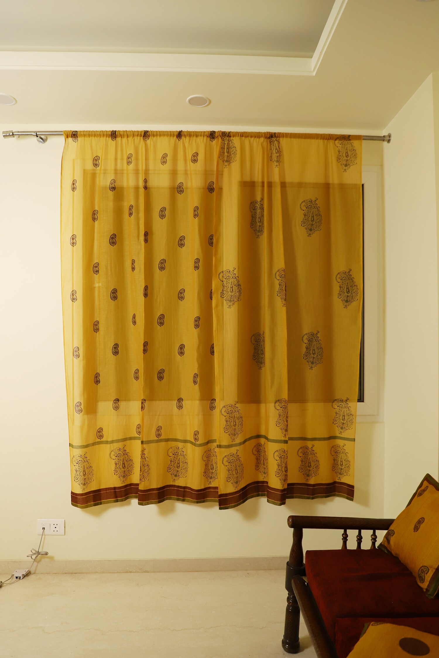 Buy Inheritance India Hand Block Print Chanderi Curtains (Set of 2 ...