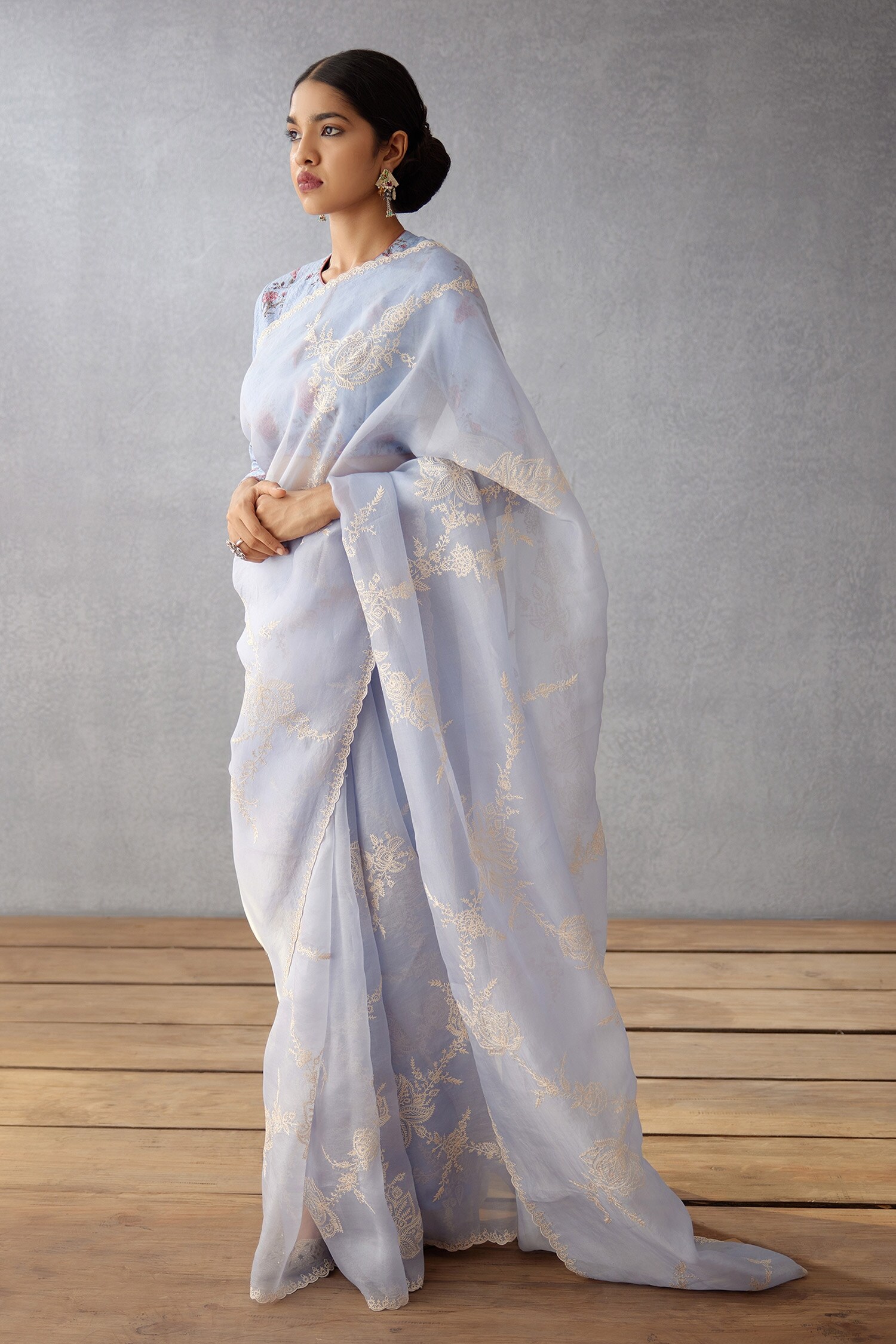 Buy Torani Blue Samsara Davya Silk Organza Saree Online | Aza Fashions
