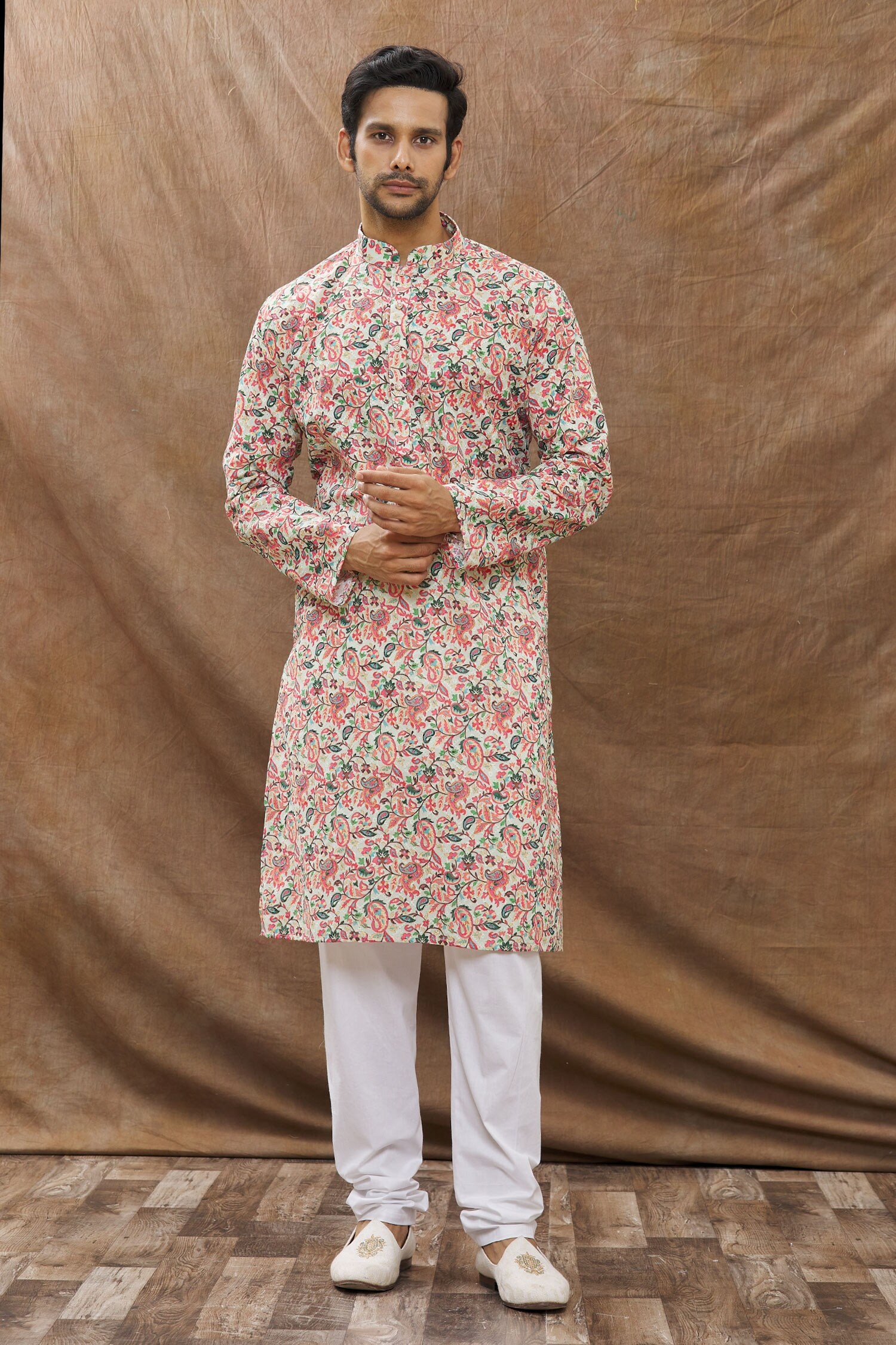 Buy Aham-Vayam Multi Color Cotton Floral Print Kurta Set Online | Aza ...