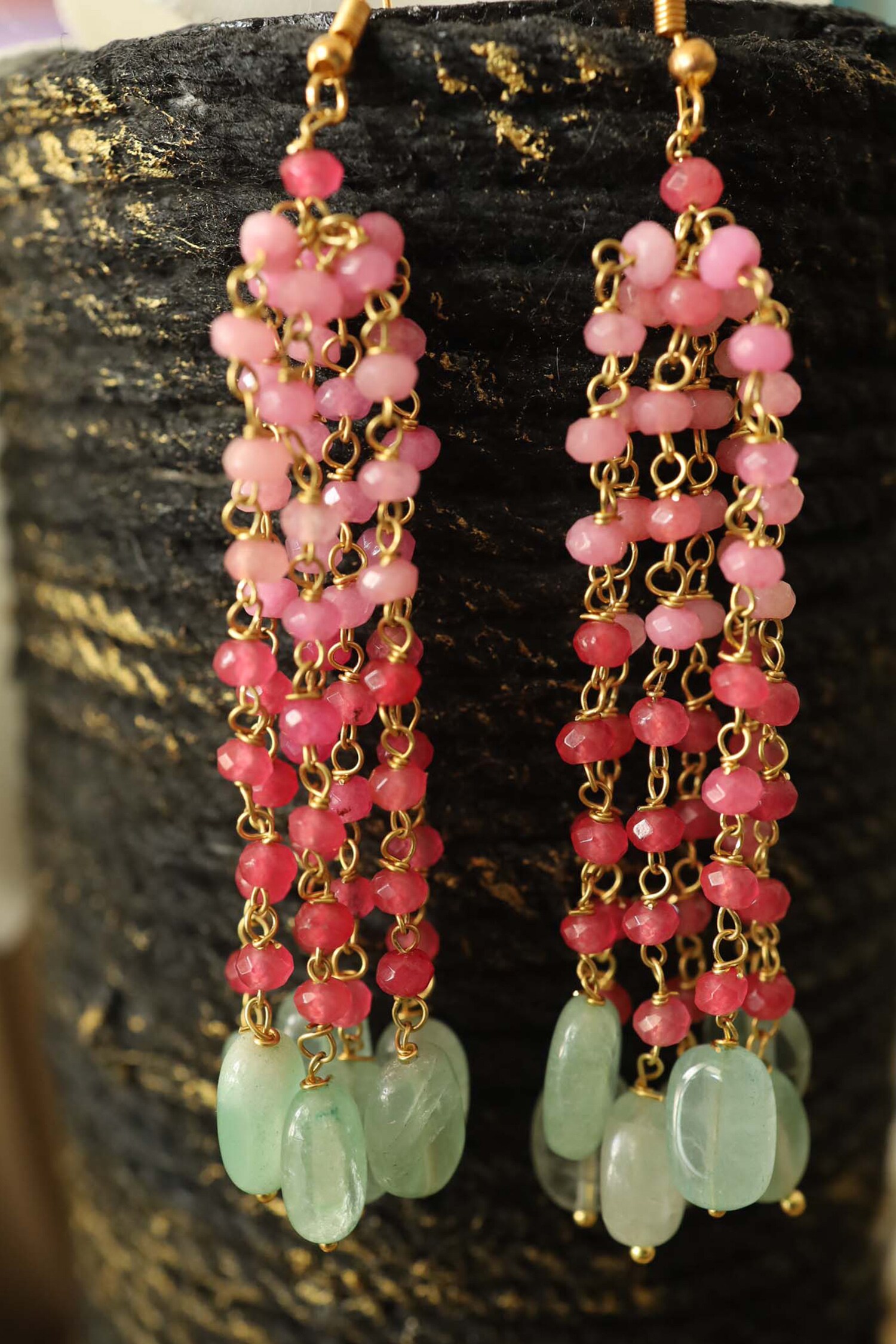 Buy Phiroza Ombre Stone Drop Long Earrings Online | Aza Fashions