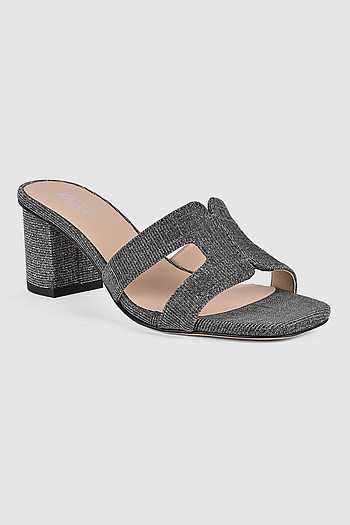 Buy Vanilla Moon Grey Textile Dean Glitter Block Heels Online | Aza ...