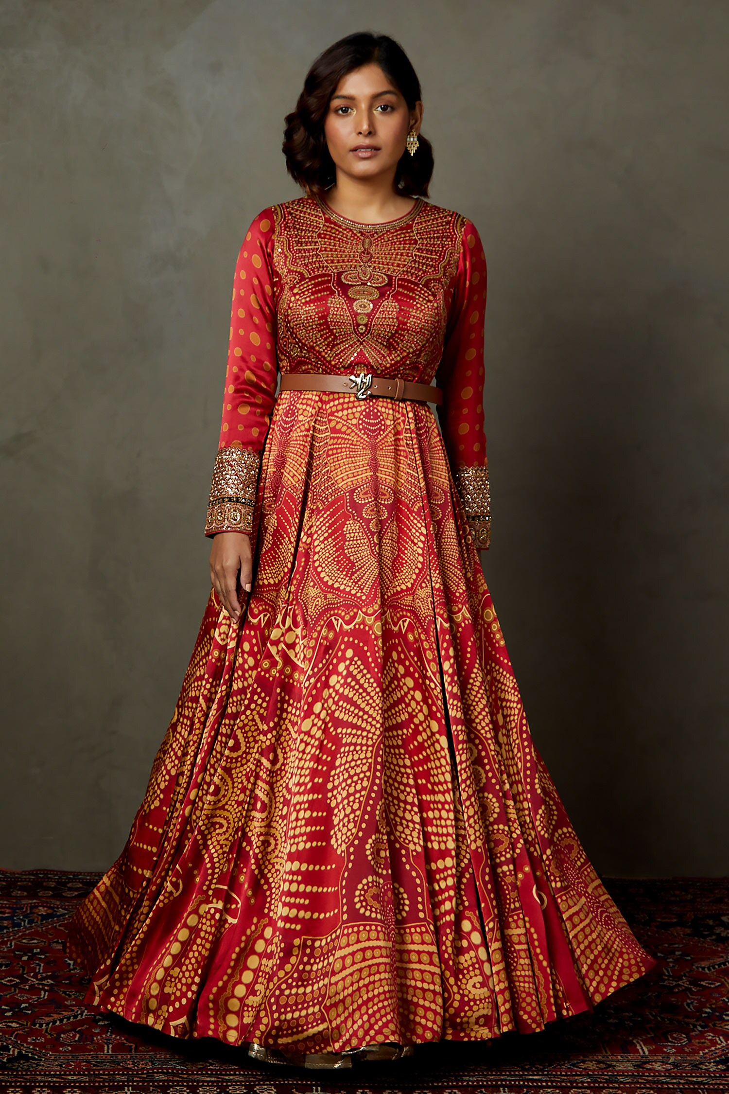 Buy RI.Ritu Kumar Viscose Petunia Embroidered And Printed Gown Online ...
