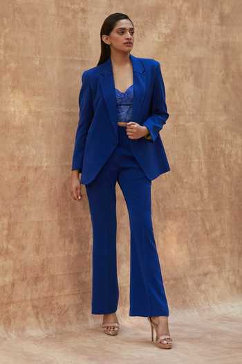 Buy Lapel Collar Blazer With Pant by Ankita Dharman at Aza Fashions