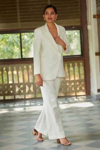 Buy Jasmine Notched Lapel Collar Blazer & Pant Set by Ankita Dharman at ...