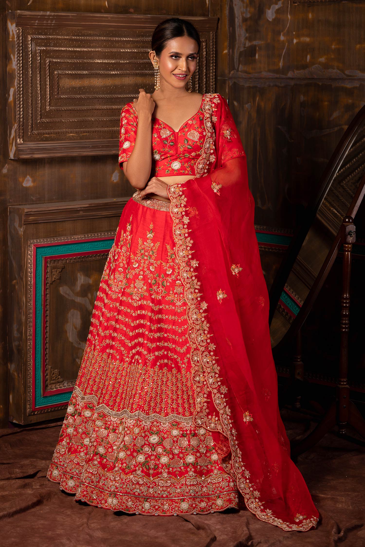 Buy MOHA Atelier Raw Silk Salma Filigree Embroidered Lehenga Set Online ...