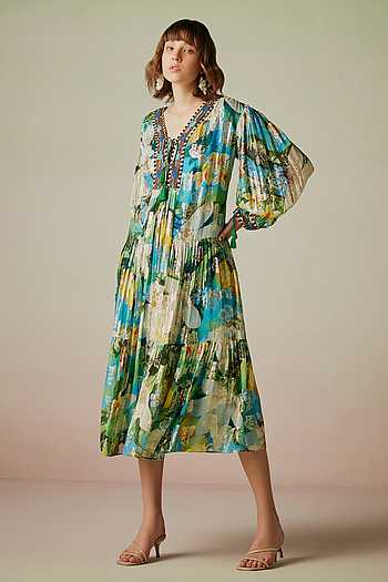 Buy Verb by Pallavi Singhee Multi Color Viscose Lurex Georgette Floral ...