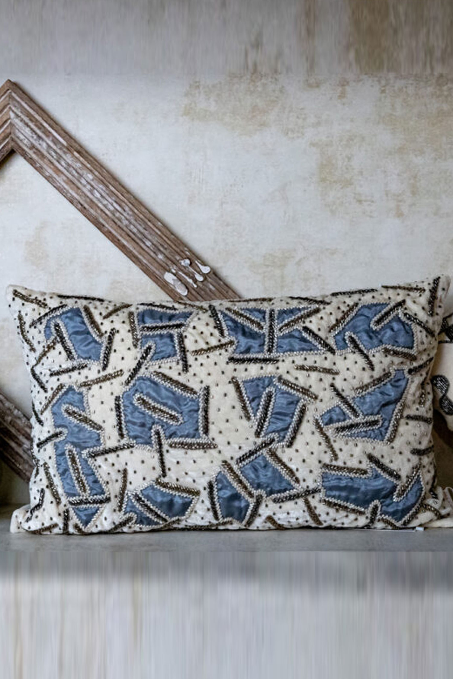 Buy Embroidered Symbolic Lumbar Cushion Cover by ALCOVE at Aza Fashions