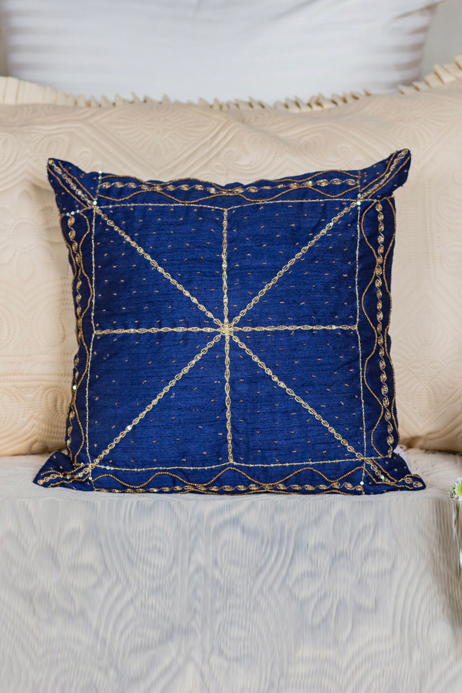 Buy Sequin Embroidered Cushion Cover by ALCOVE at Aza Fashions