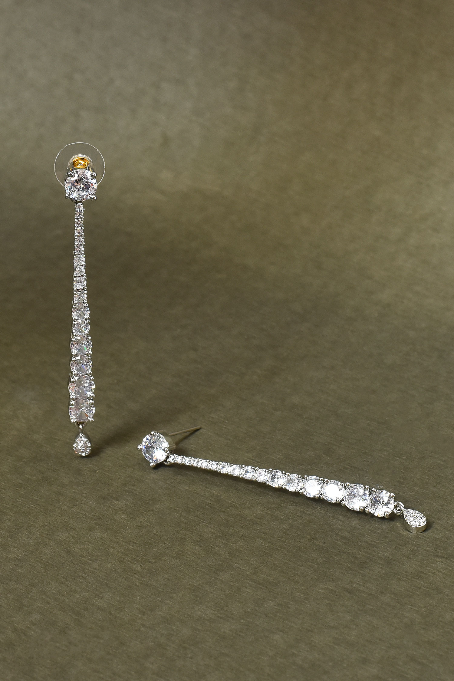 Buy American Diamond Embellished Long Earrings by Naintara Bajaj at Aza ...