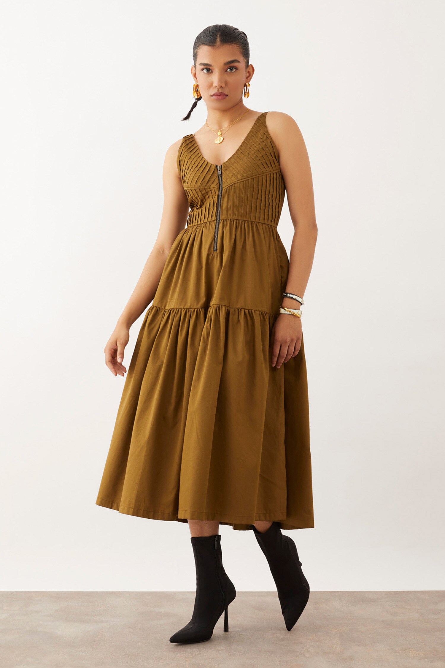 Buy Son of A Noble Snob Green Premium Cotton Satin Robin Gathered ...