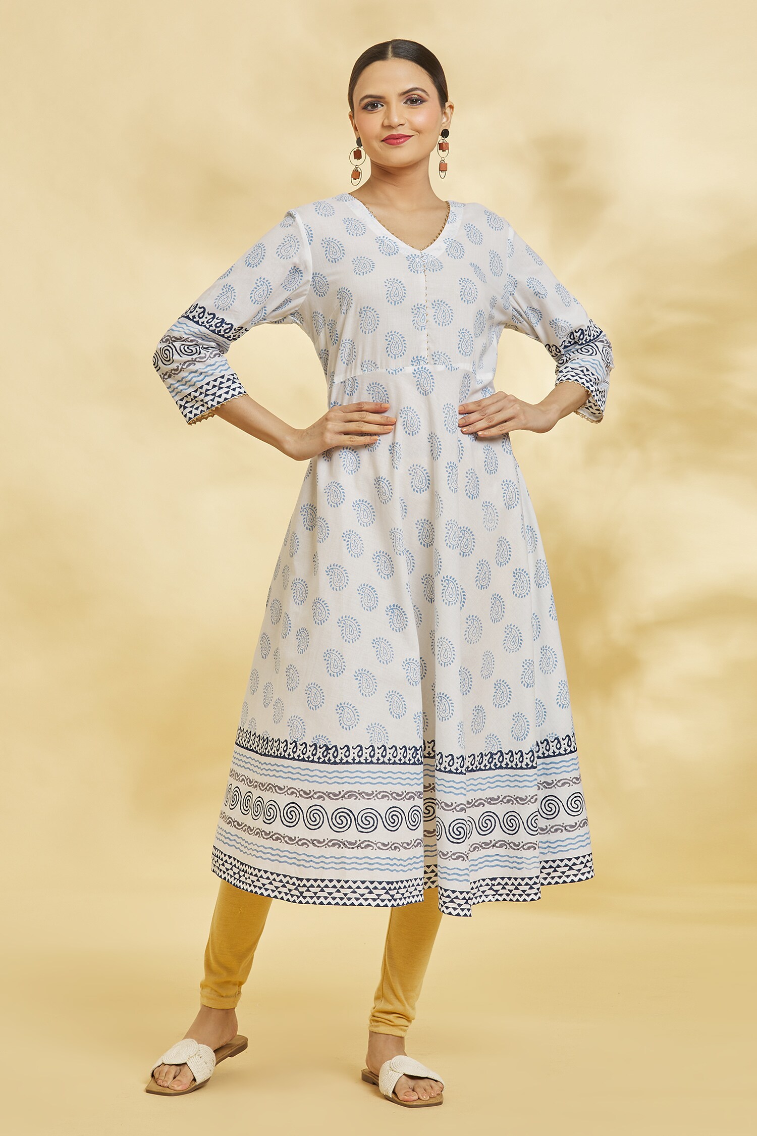 Buy Paisley Block Print Anarkali With Leggings by Naintara Bajaj at Aza ...