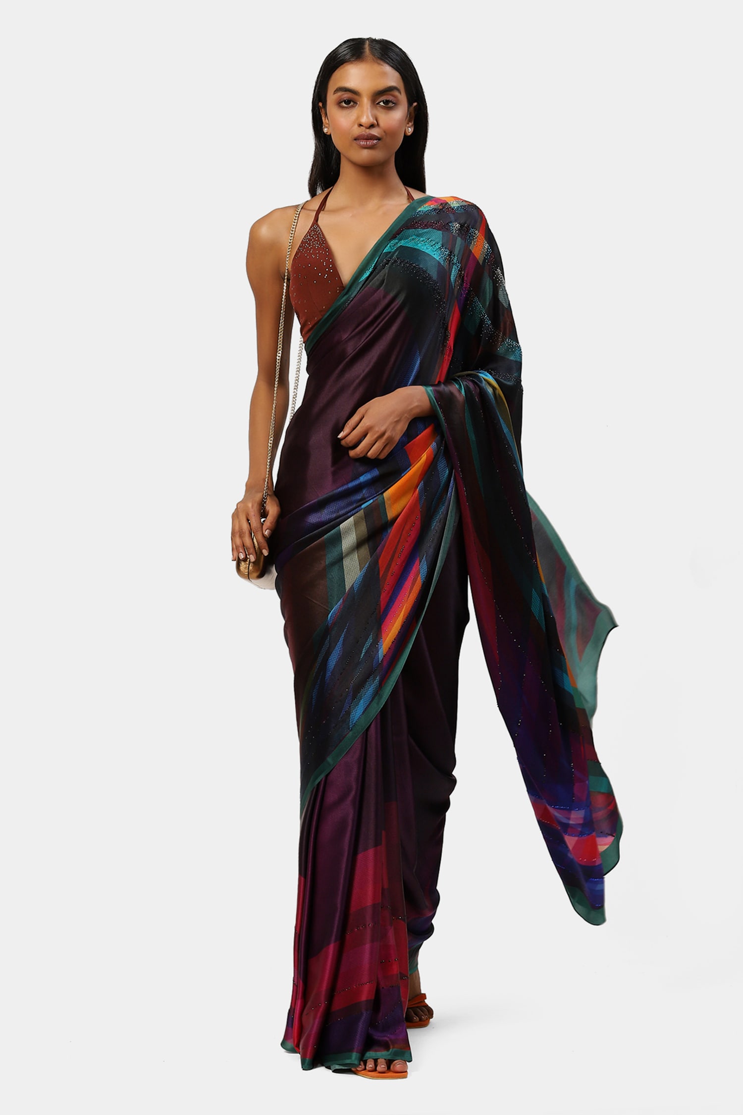 Buy Satya Paul Purple Georgette Satin Silk Mystic Print Saree Online ...