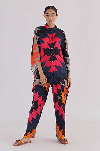 Buy Studio Moda India Black Bemberg Cotton Aztec Print Pant Online ...