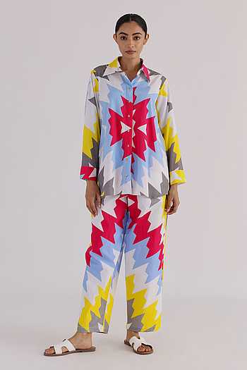 Buy Aztec Pattern Pant by Studio Moda India at Aza Fashions
