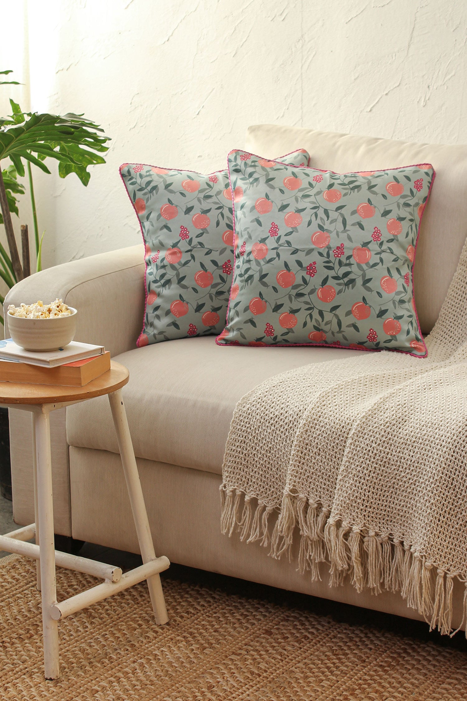 Buy Khubaani Apricot Digital Print Cushion Covers 2 Pcs Set by House ...