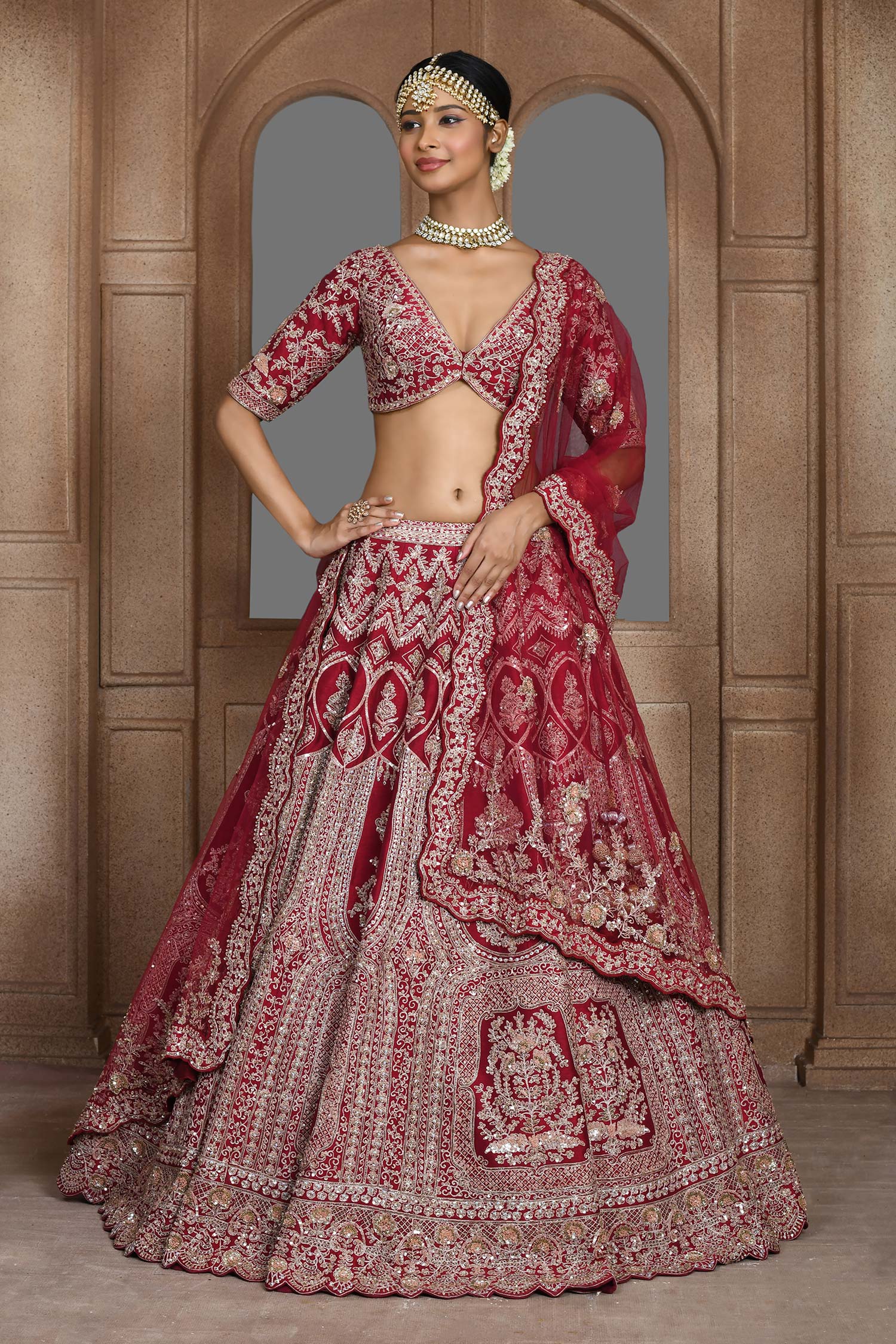 Buy Shadi Saga Zardozi Embroidered Lehenga Set by Kalighata at Aza Fashions
