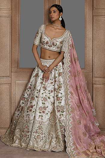 Buy Jasmine Flower Embroidered Lehenga Set by Kalighata at Aza Fashions