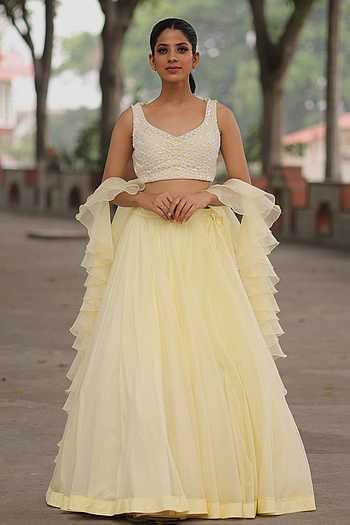 Buy Lehenga Set With Ruffle Dupatta by House of Tushaom at Aza Fashions
