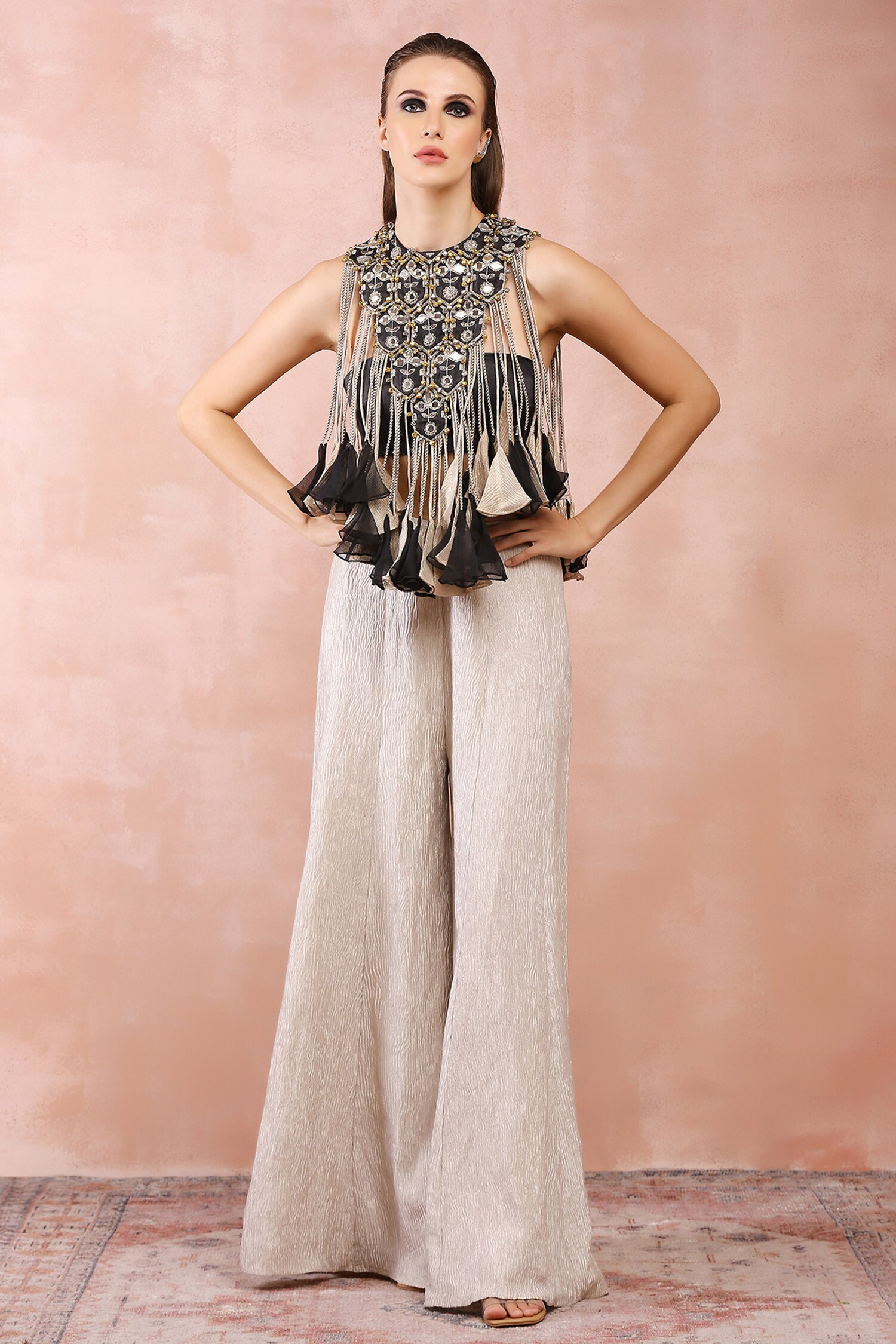 Buy Yoke Embroidered Top & Sharara Set by Payal Singhal at Aza Fashions