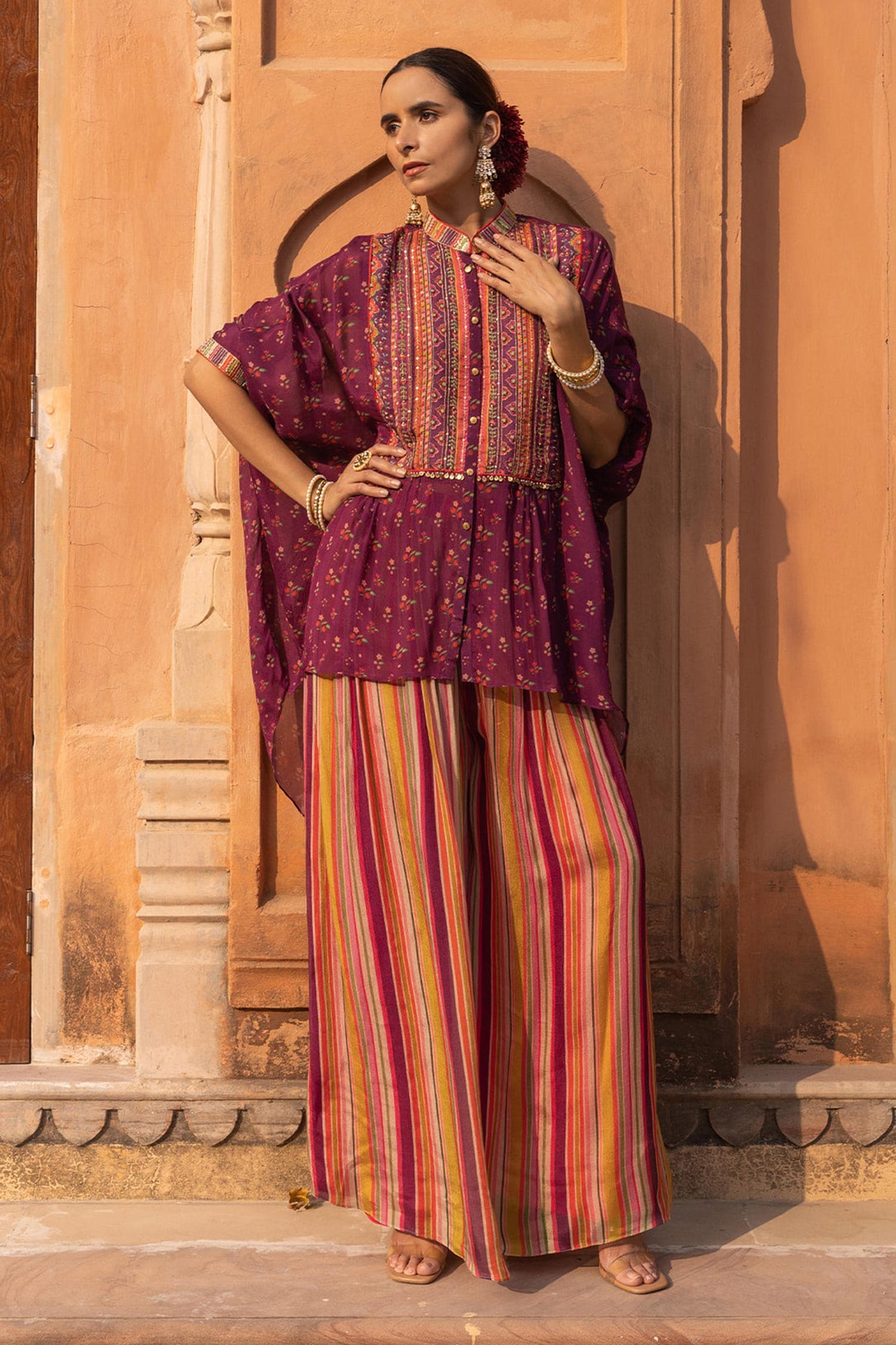 Buy Printed Kaftan & Palazzo Set by Sandhya Shah at Aza Fashions
