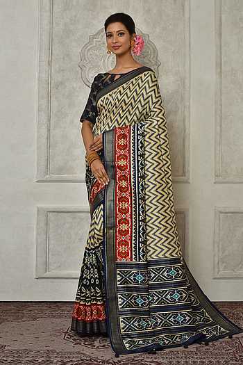 Buy Colorblock Patola Saree With Running Blouse by Arihant Rai Sinha at ...